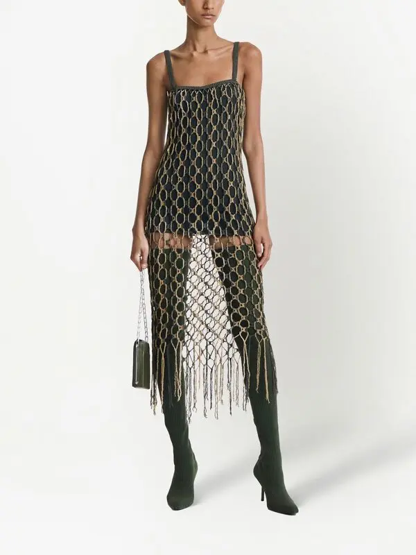 dion lee green silk dress Dion Lee Camouflage Satin & Lace Long Slip Dress In Military Green