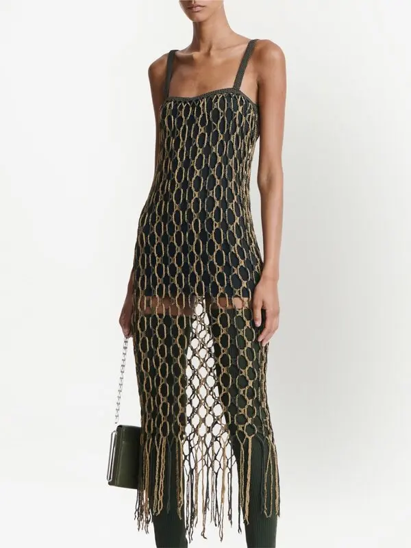 DION LEE Crochet-net Layered Midi Dress