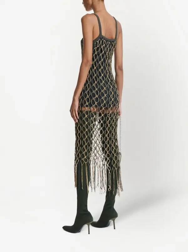 DION LEE Crochet-net Layered Midi Dress