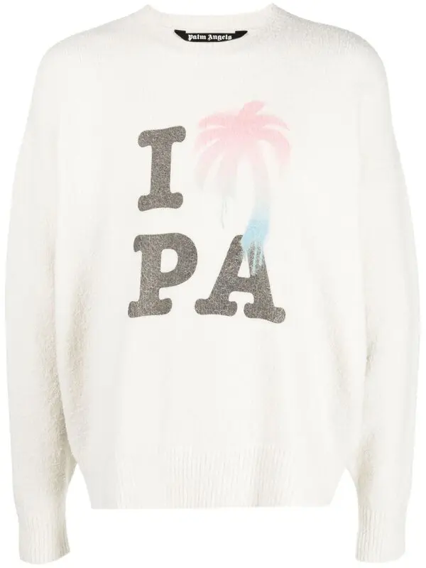 Palm Angels I Love Pa Knitted Jumper - White
