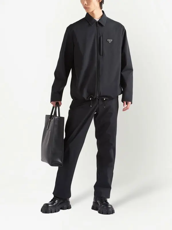 Prada Triangle-logo Zip-up Shirt