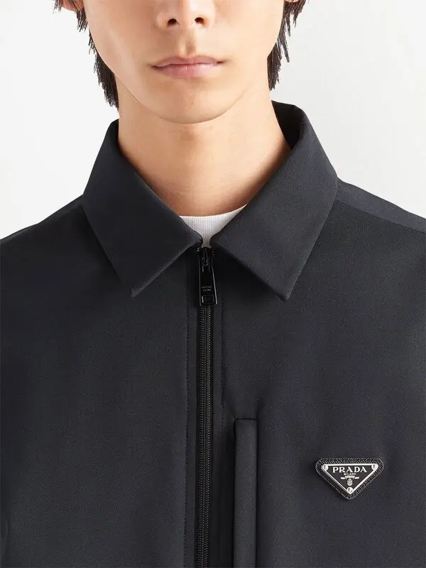 Prada Triangle-logo Zip-up Shirt