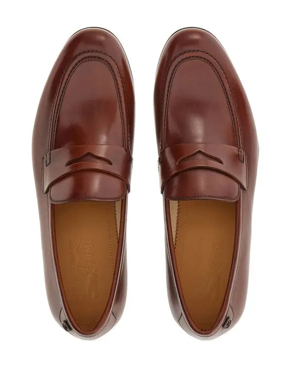 FERRAGAMO Leather Penny Loafers - Brown