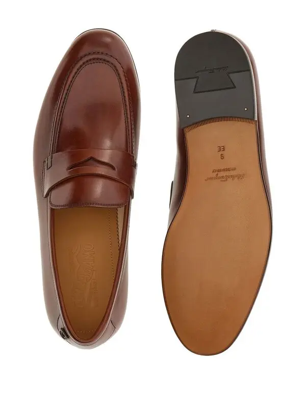 FERRAGAMO Leather Penny Loafers - Brown