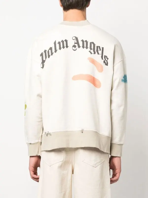 Palm Angels Palm-print Cotton Sweatshirt - Neutrals
