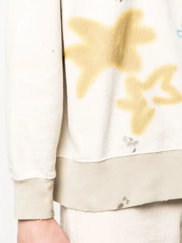 Palm Angels Palm-print Cotton Sweatshirt - Neutrals