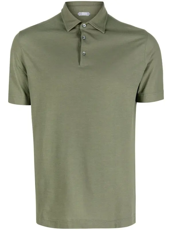 ZANONE Short-sleeved Cotton Polo Shirt - Green