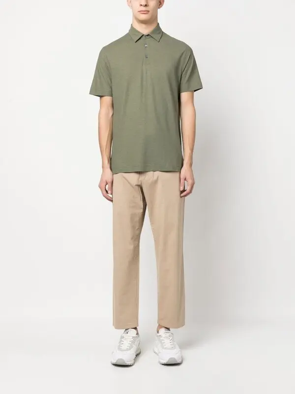 ZANONE Short-sleeved Cotton Polo Shirt - Green