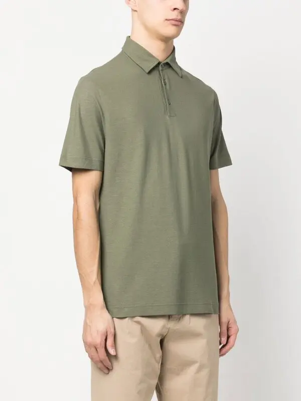 ZANONE Short-sleeved Cotton Polo Shirt - Green