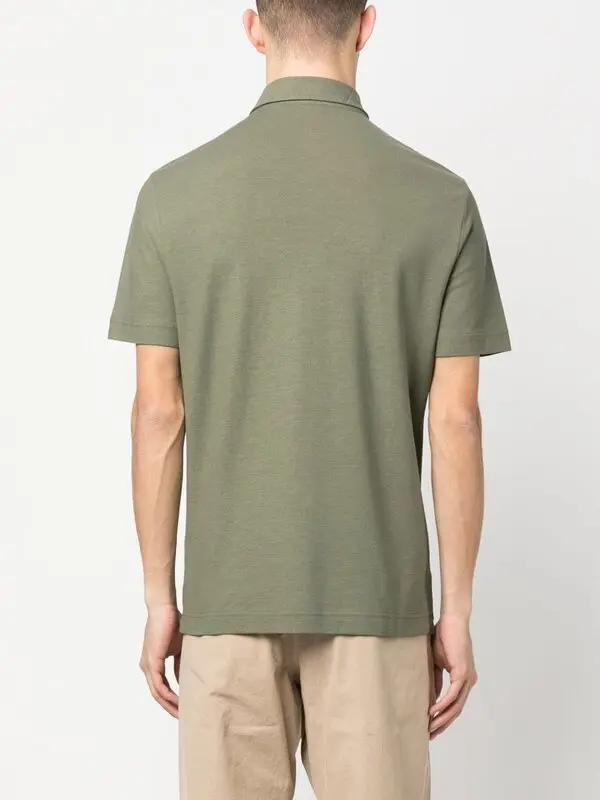 ZANONE Short-sleeved Cotton Polo Shirt - Green