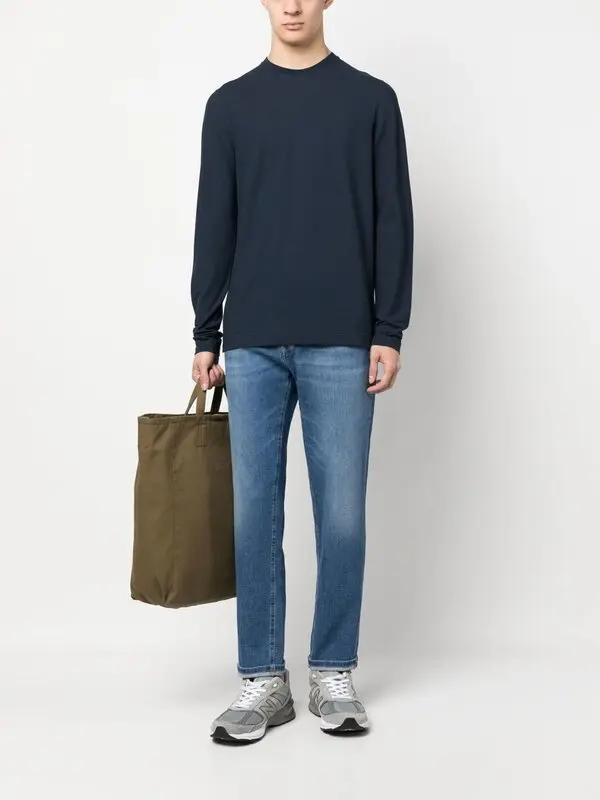 ZANONE Long-sleeved Cotton T-shirt - Blue