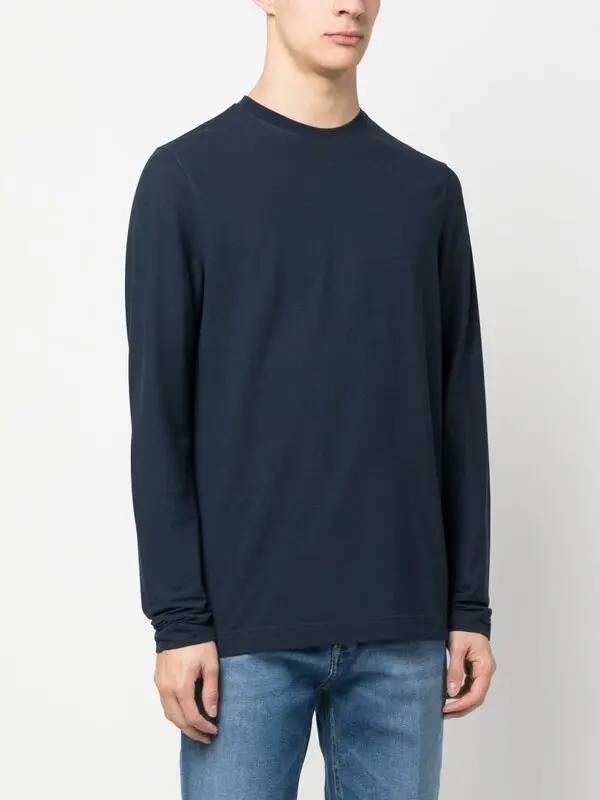 ZANONE Long-sleeved Cotton T-shirt - Blue