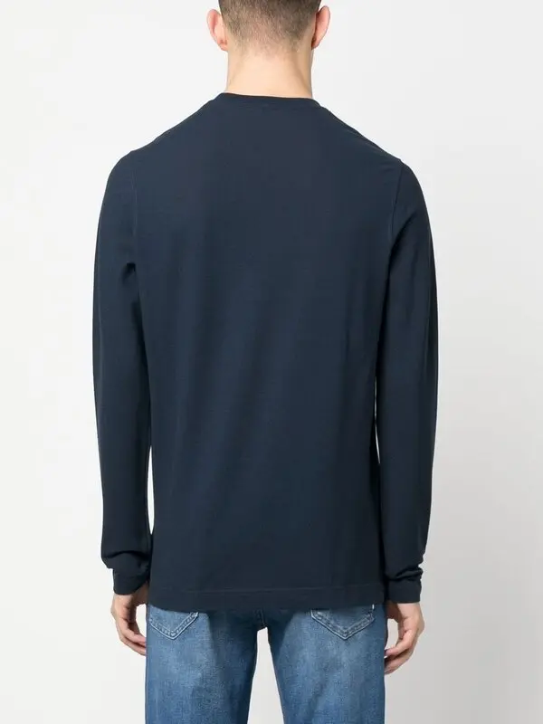ZANONE Long-sleeved Cotton T-shirt - Blue