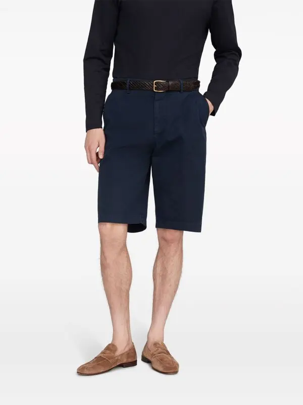 Brunello Cucinelli Cotton Garment Dyed Bermuda Shorts - Blue