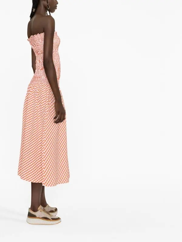 Kenzo Off-shoulder Shirred Midi Dress
