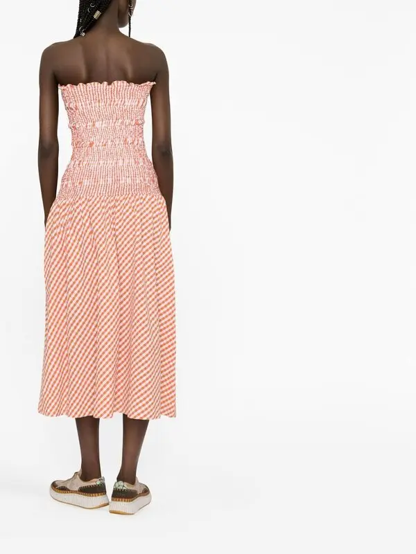 Kenzo Off-shoulder Shirred Midi Dress