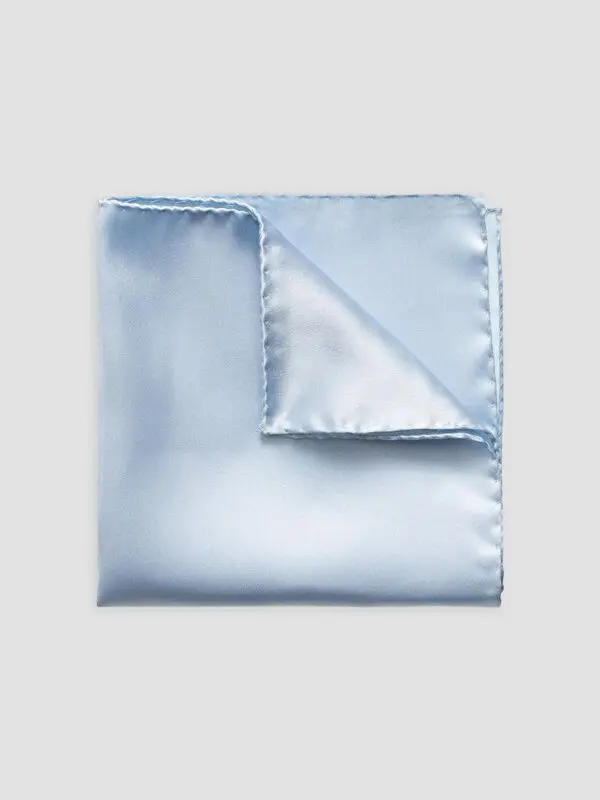 Eton Silk Charmeuse Pocket Square - Blue