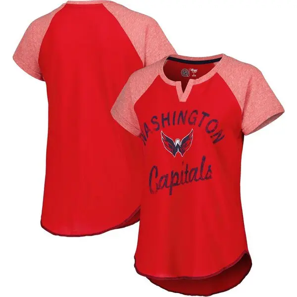 STARTER Washington Capitals Grand Slam Raglan Notch Neck T-shirt