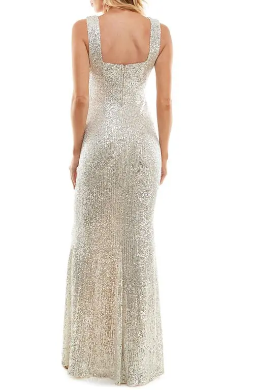 Speechless Sequin Gown With Square Neck In Ivysl - 40% Off | Editorialist