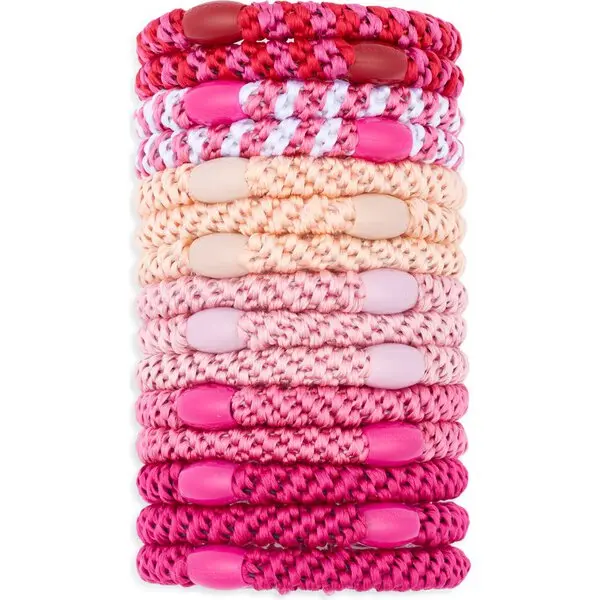 L. Erickson Set Of 15 Assorted Ponytail Holders - Think Pink