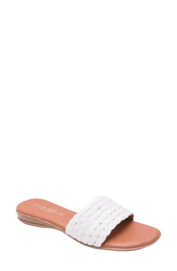 Andre Assous Nahala Slide Sandal - White Fabric