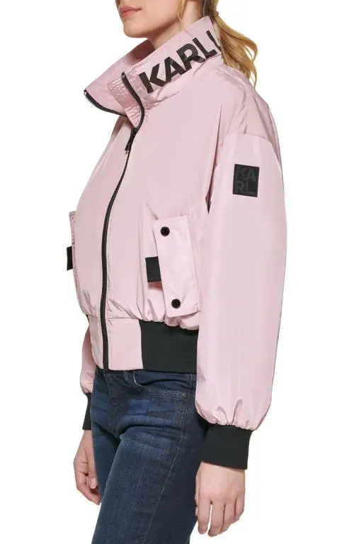 Karl Lagerfeld Paris Stand Collar Bomber Jacket