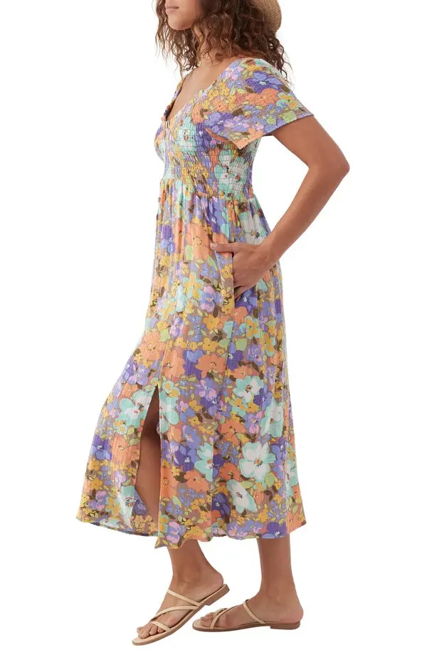 O'Neill Hayzel Floral Smocked Midi Dress