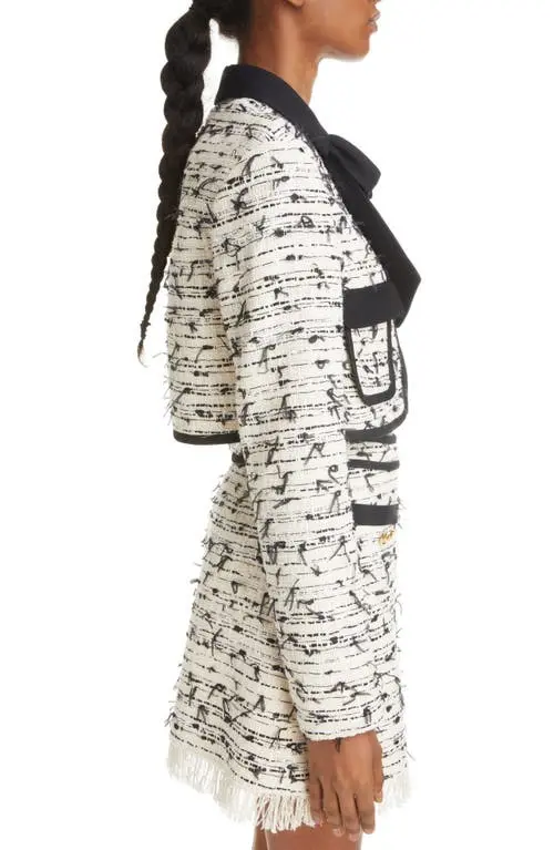 Giambattista Valli Bow Detail Bouclé Tweed Crop Jacket