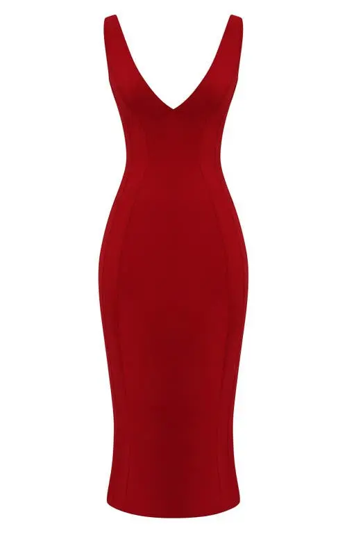 house of cb red bodycon dress Cream Floral Bandeau Bodycon Midi Dress – AX Paris main image 1