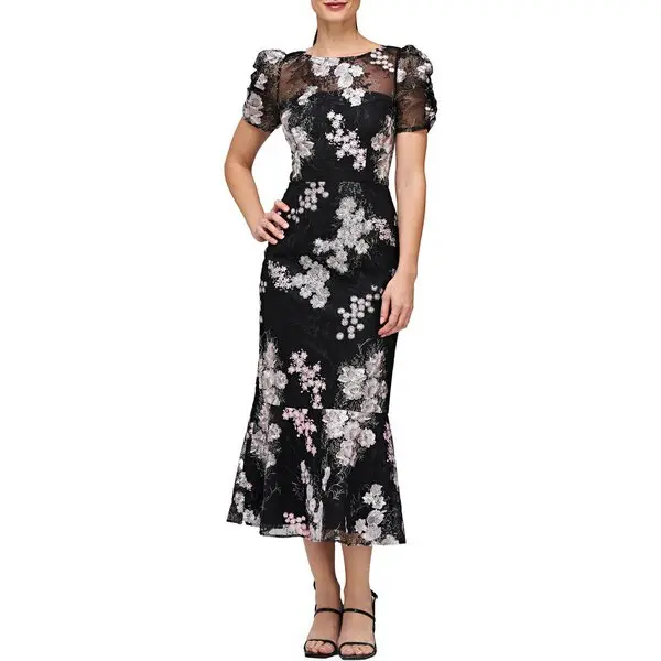 Js Collections Hope Floral-Embroidered Cocktail Dress In Black/ Blush - 40%  Off | Editorialist