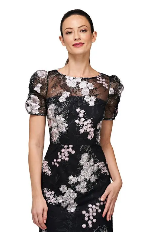 Js Collections Hope Floral-Embroidered Cocktail Dress In Black/ Blush - 40%  Off | Editorialist