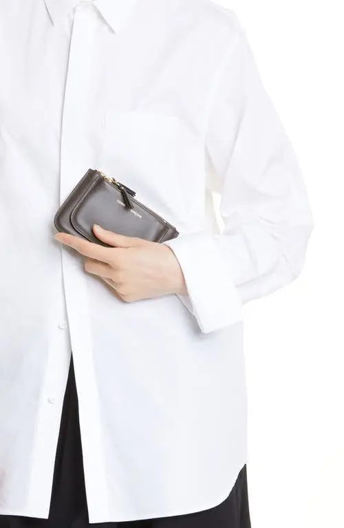 Comme Des Garçons Outside Pocket Two-compartment Leather Wallet - Brown