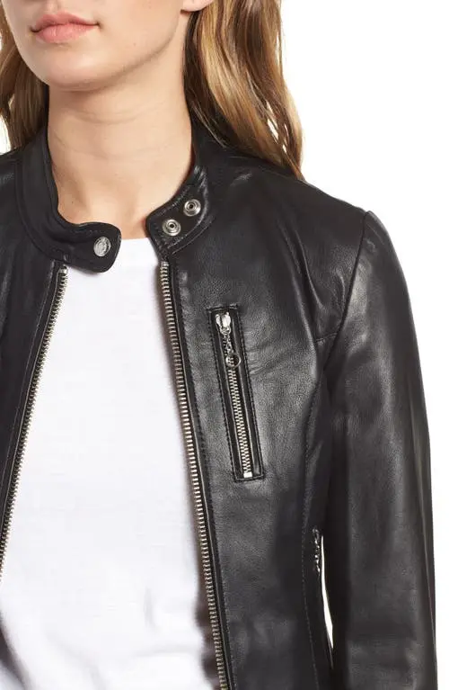 SCHOTT Lambskin Leather Moto Jacket