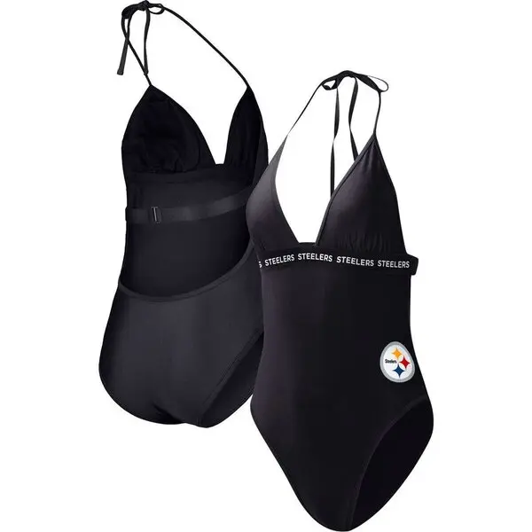G-III 4HER BY CARL BANKS Pittsburgh Steelers Full Count One-piece Swimsuit - Black