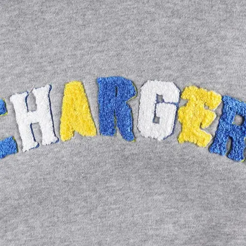 THE WILD COLLECTIVE Los Angeles Chargers Cropped Pullover Hoodie - Gray