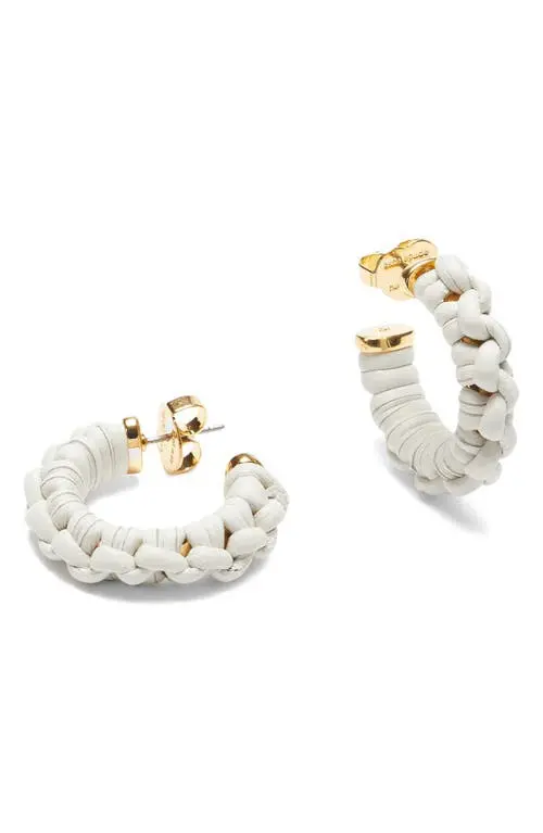 Kate Spade New York Leather Woven Hoop Earrings - French Cream