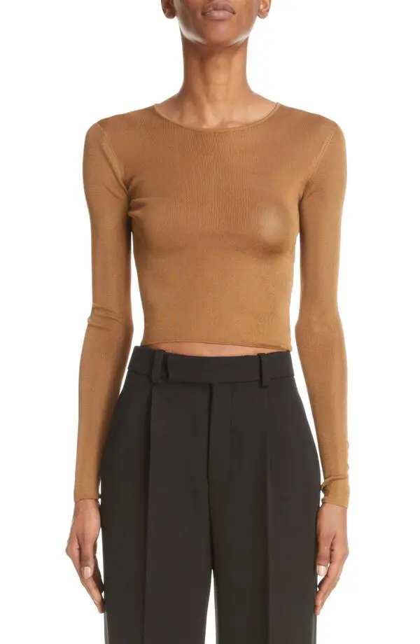 Saint Laurent Long Sleeve Crop Top