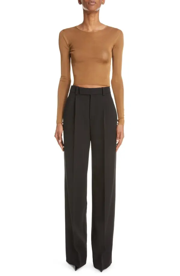 Saint Laurent Long Sleeve Crop Top