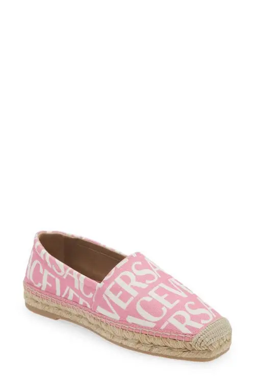 Versace Logo Print Espadrille - Pink/white