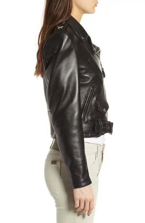 SCHOTT Crop Leather Moto Jacket