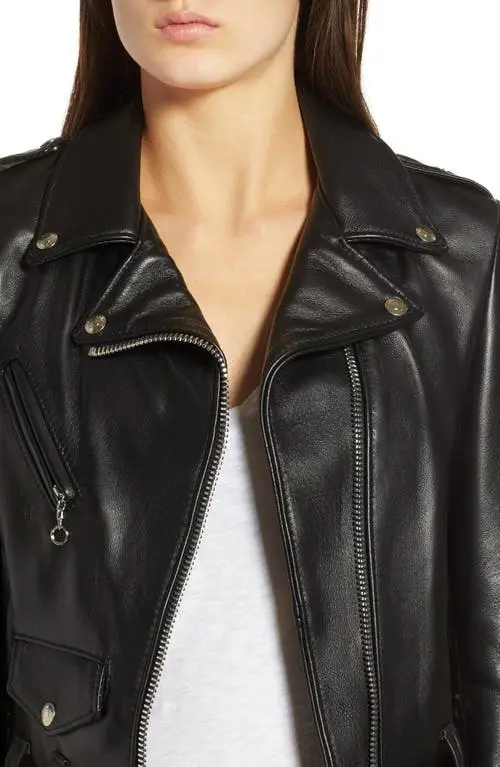 SCHOTT Crop Leather Moto Jacket