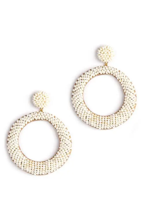 Deepa Gurnani Asta Beaded Hoop Drop Earrings - Pearl