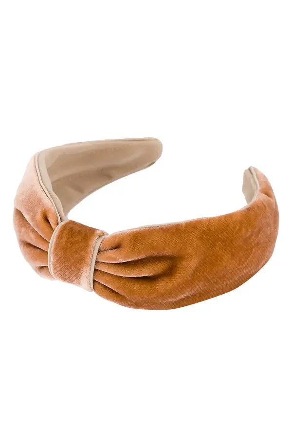 Alexandre De Paris Velvet Headband - Light Brown | Editorialist display picture 3