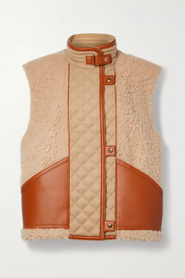 Loro Piana Maikel Quilted Cashmere And Leather-trimmed Shearling Vest
