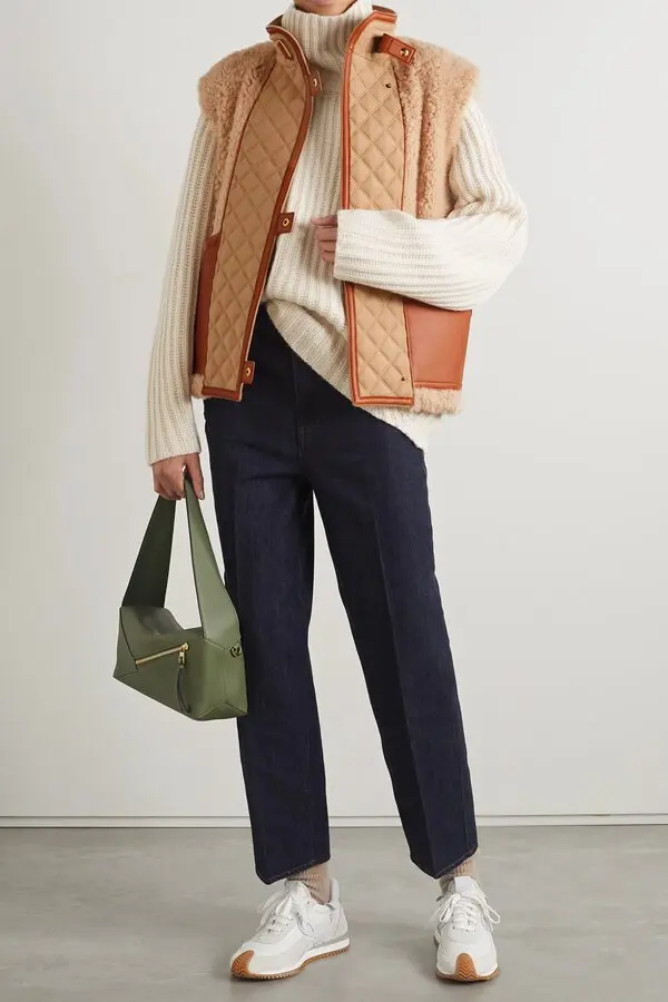 Loro Piana Maikel Quilted Cashmere And Leather-trimmed Shearling Vest