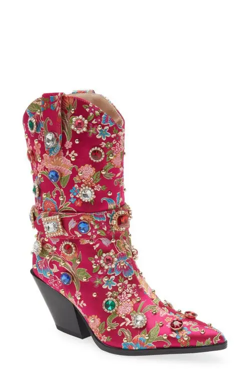 AZALEA WANG Embroidered Western Boots - Pink