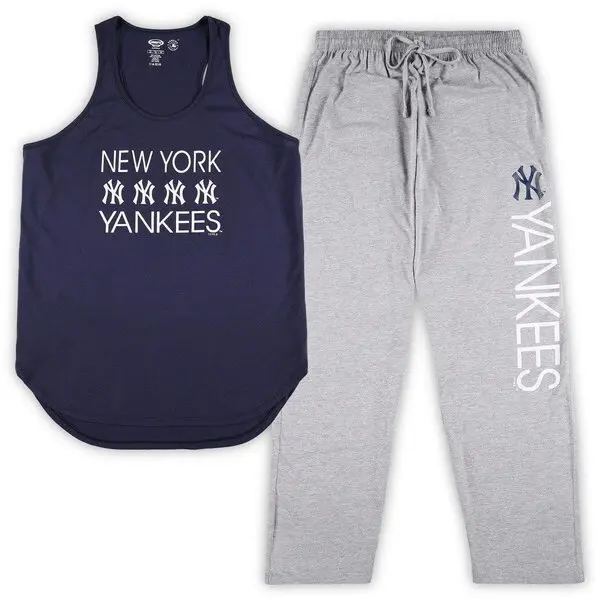 CONCEPTS SPORT Heather Gray New York Yankees Meter Tank Top & Pants Sleep Set - Navy