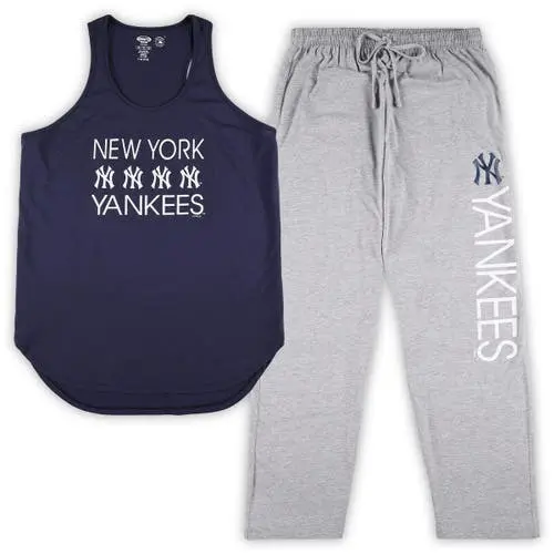 CONCEPTS SPORT Heather Gray New York Yankees Meter Tank Top & Pants Sleep Set - Navy
