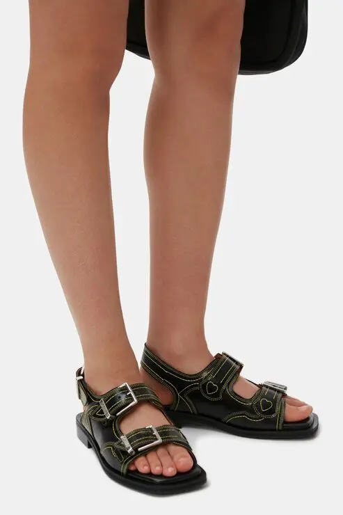 GANNI Embroidered Western Sandals