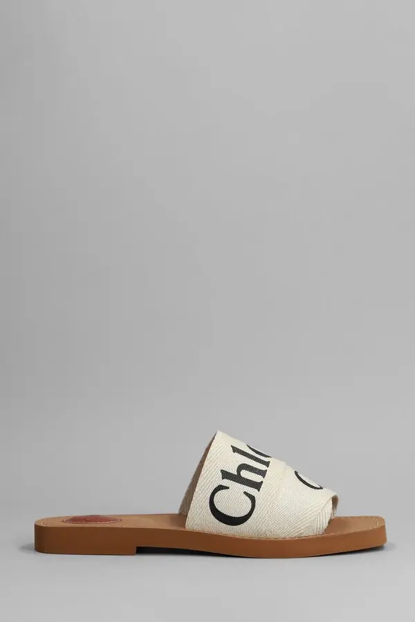 Chloé Woody Flats In Canvas